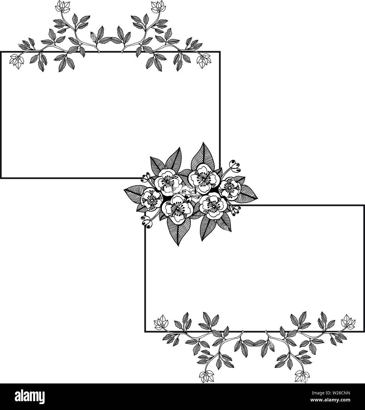 Vector illustration greeting card with very beautiful wreath frames ...
