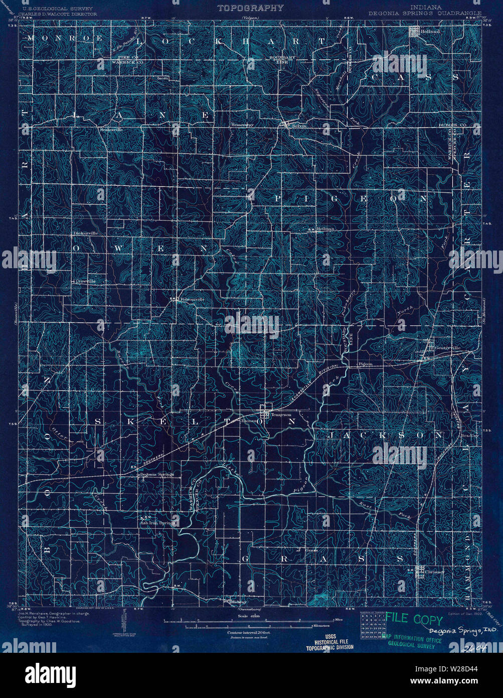 USGS TOPO Map Indiana IN Degonia Springs 160557 1902 62500 Inverted ...