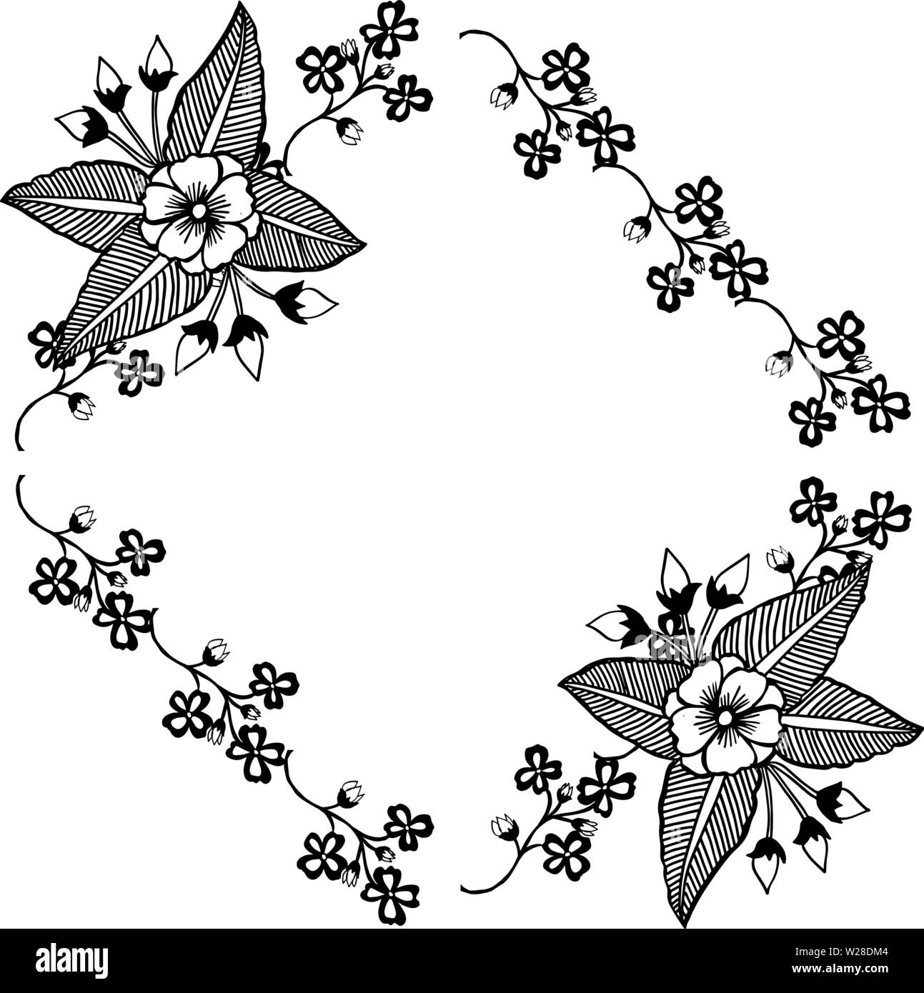 Vector illustration ornate of leaf flower frames for card hand drawn ...