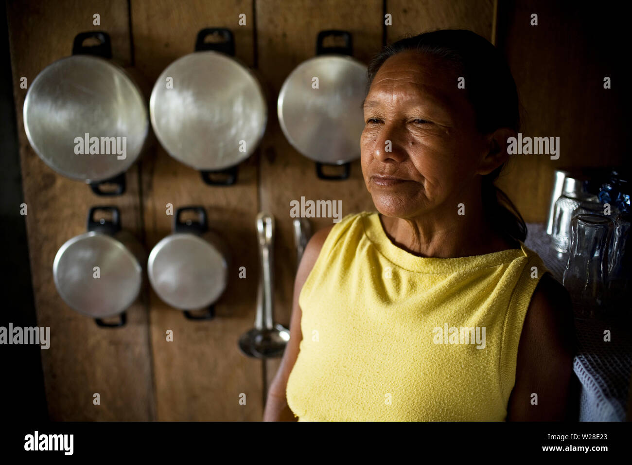 Woman, Domestic Utensils, Cuieiras River, Amazônia, Manaus, Amazonas ...
