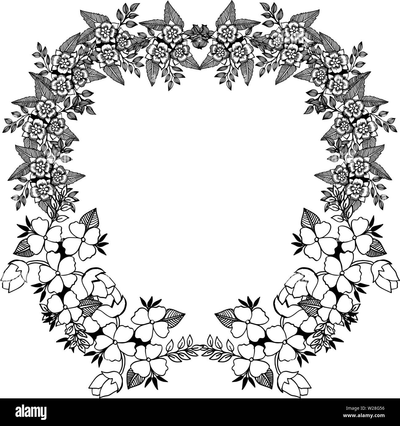 Vector illustration design of card with flower frames isolated on white ...