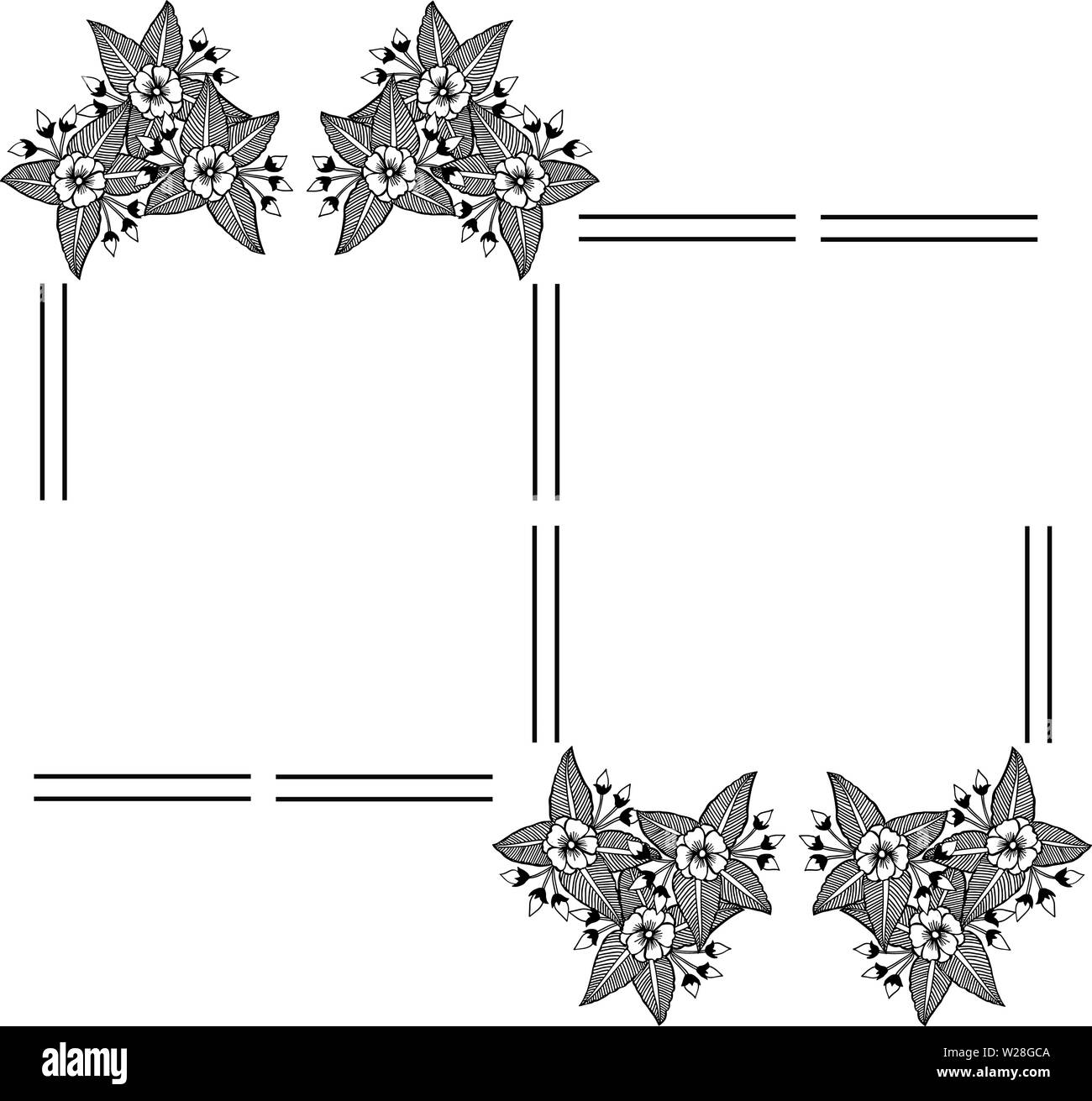 Vector illustration decor of card with pattern floral frame hand drawn ...