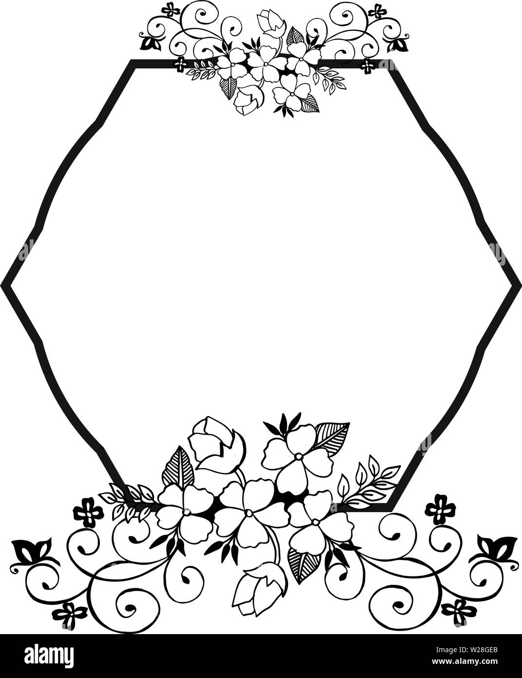 Vector illustration decor of card with pattern floral frame hand drawn ...