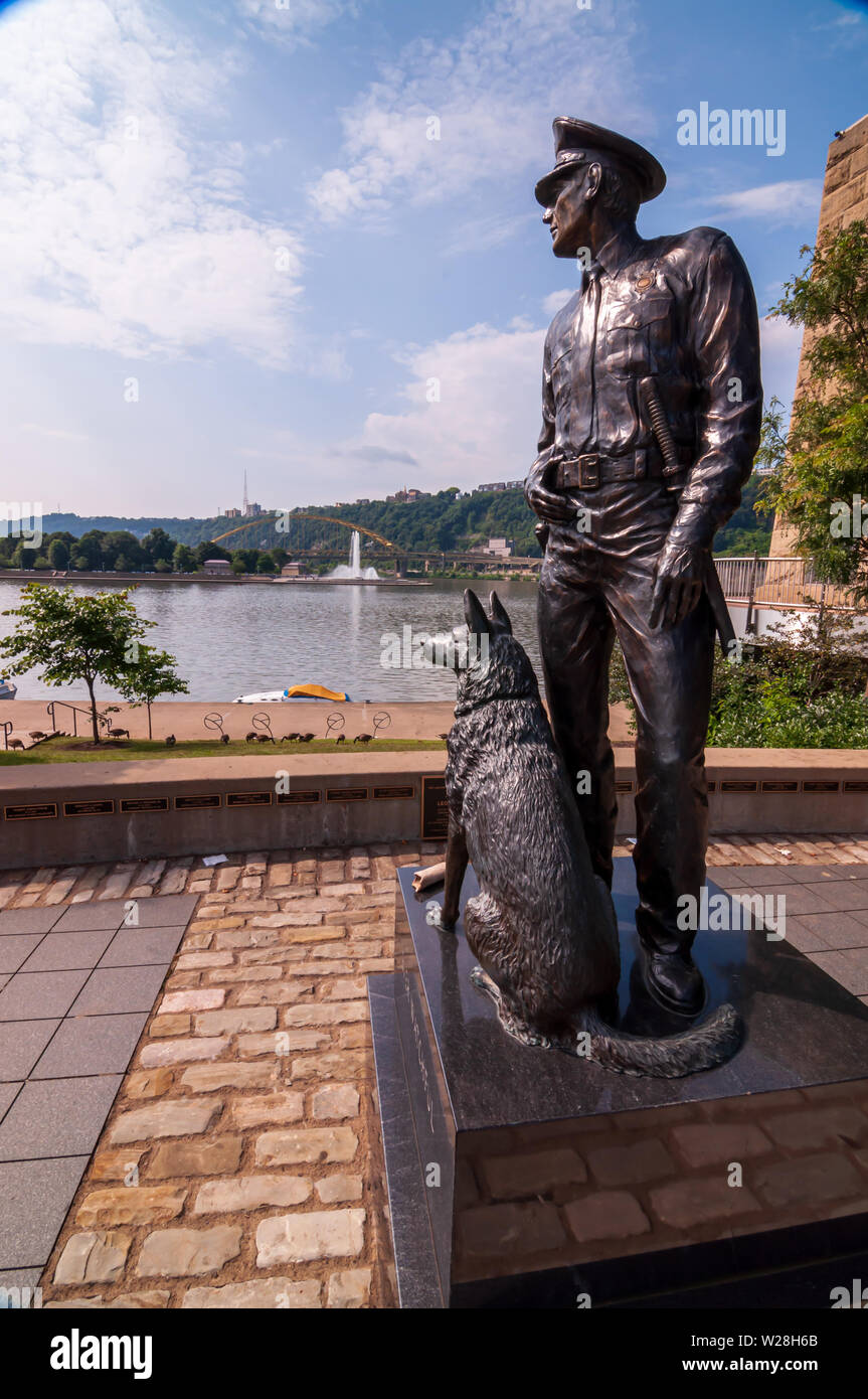 A police K9 memorial on the north side of Pittsburgh overlooking ...
