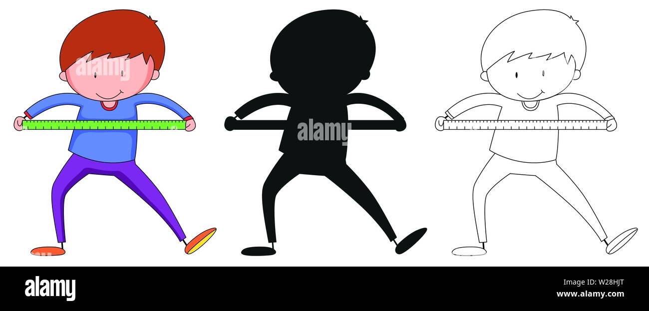 Set of boy with ruler character illustration Stock Vector Image & Art ...