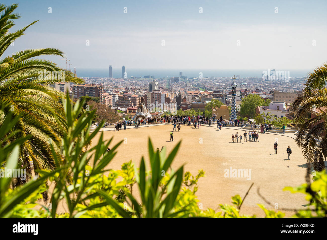 BARCELONA, SPAIN - April, 2019: View of the famous bench - serpentine ...