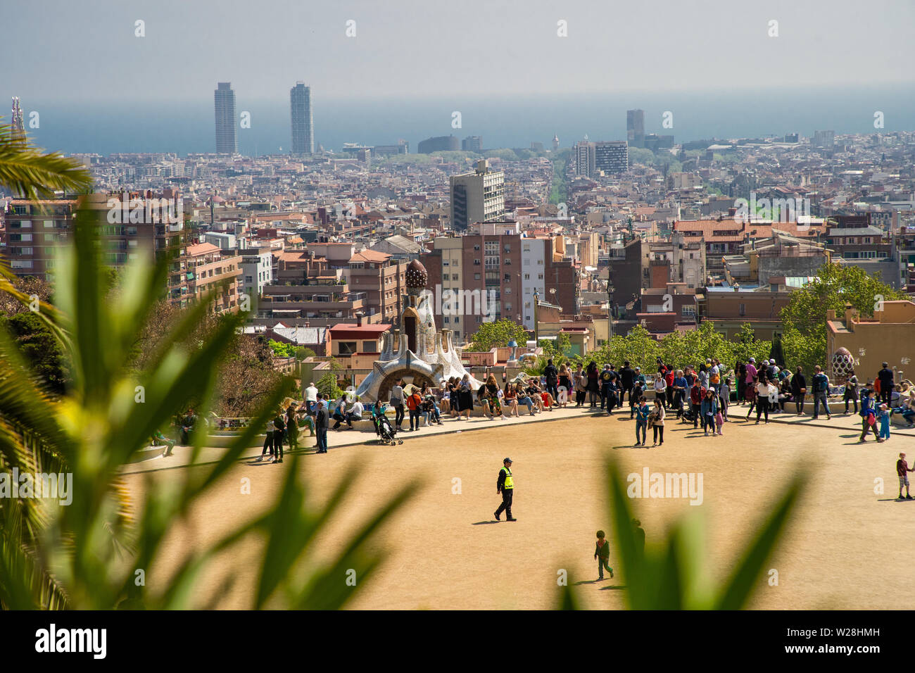 BARCELONA, SPAIN - April, 2019: View of the famous bench - serpentine ...
