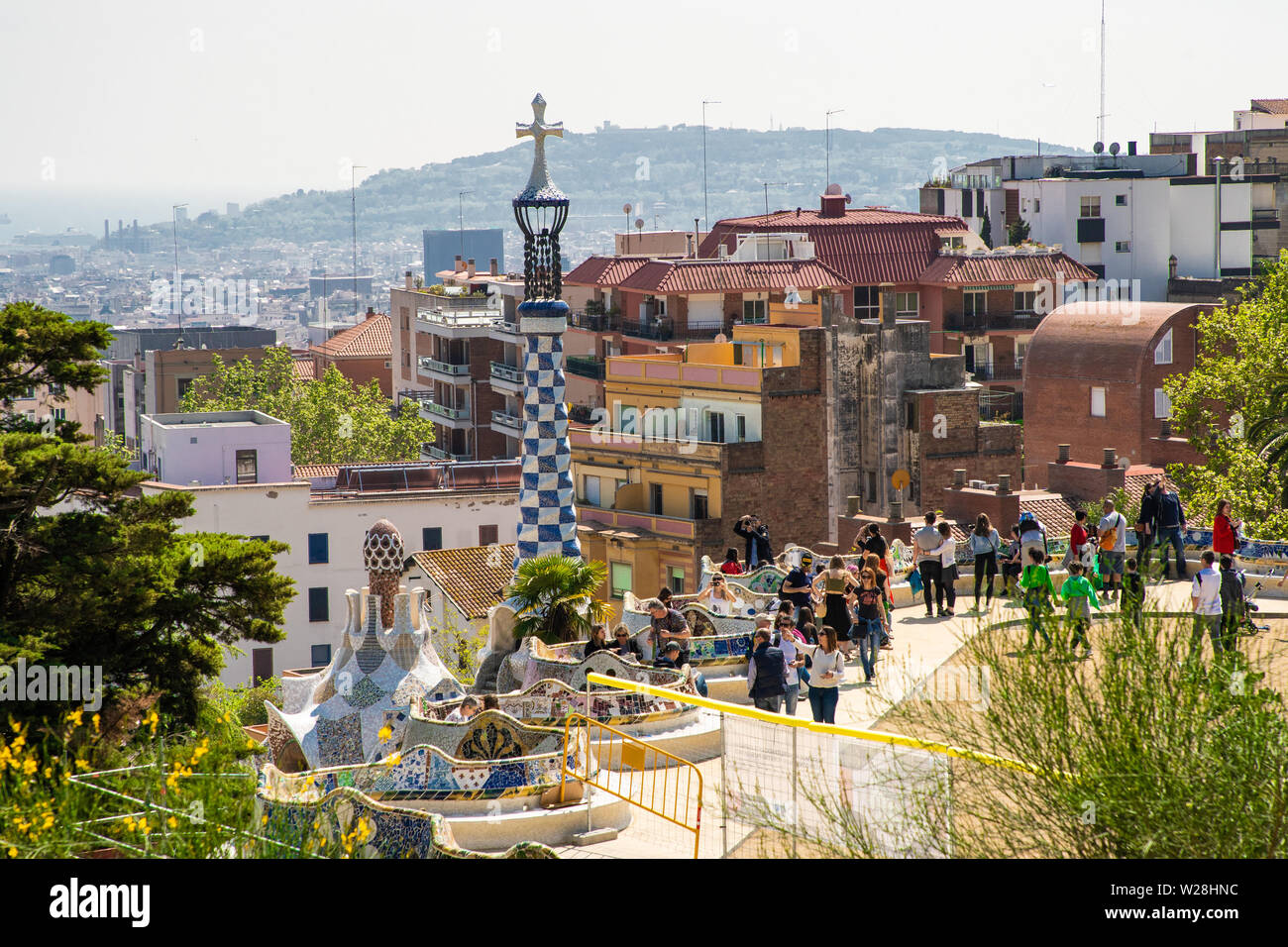 BARCELONA, SPAIN - April, 2019: View of the famous bench - serpentine ...