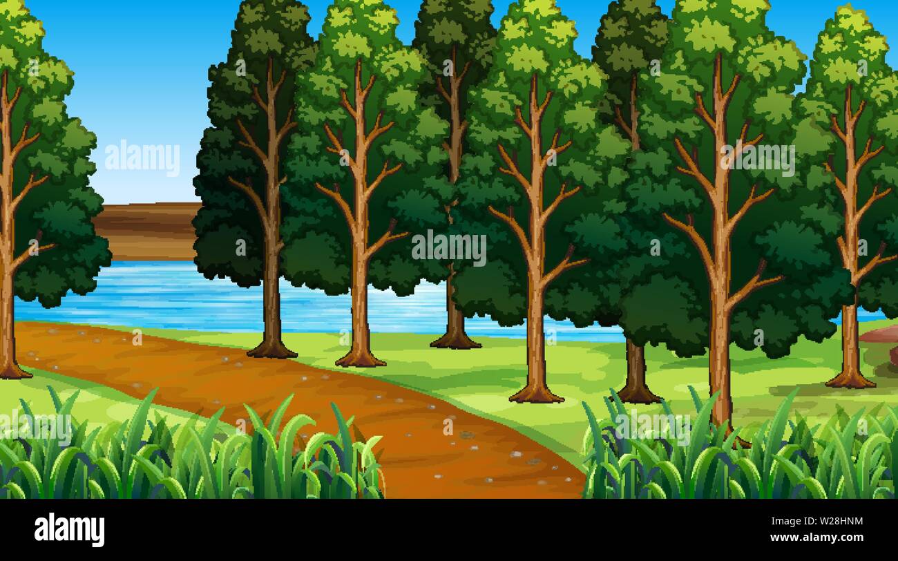 Outdoor beautiful park scene illustration Stock Vector Image & Art - Alamy