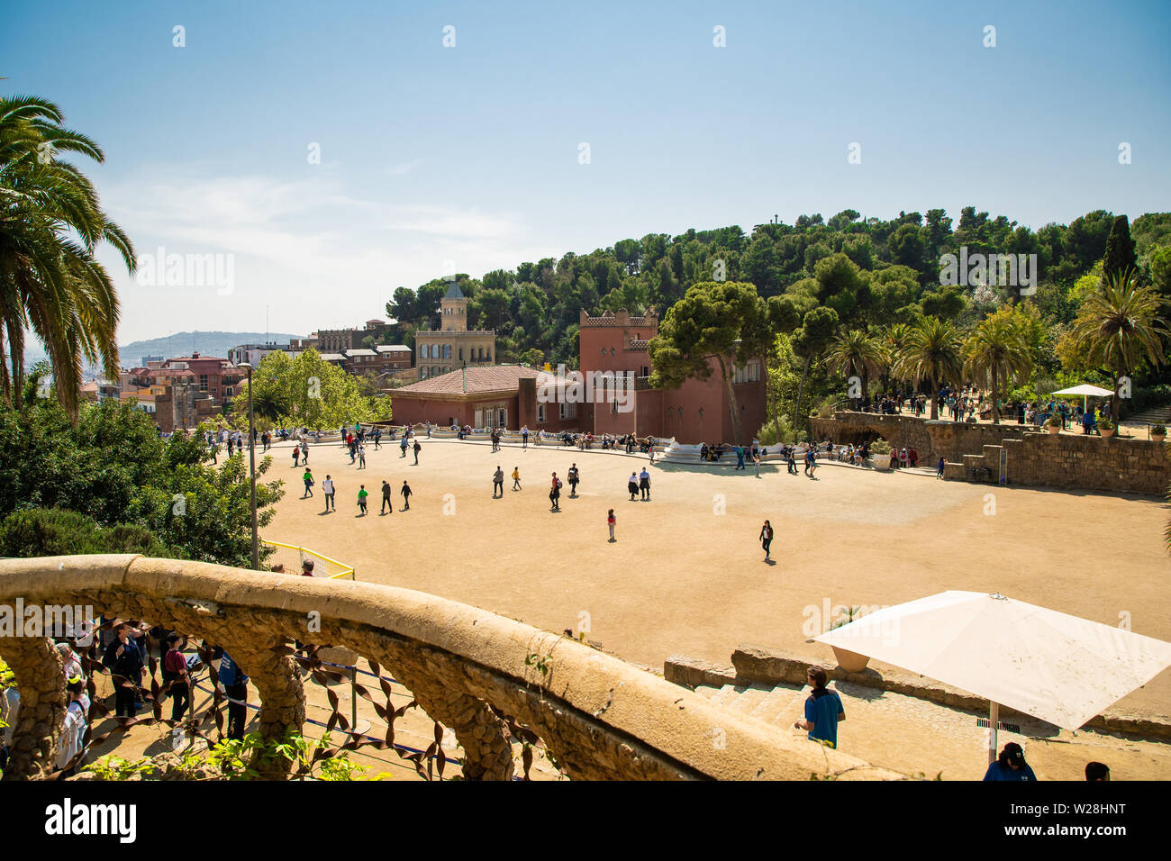 BARCELONA, SPAIN - April, 2019: View of the famous bench - serpentine ...