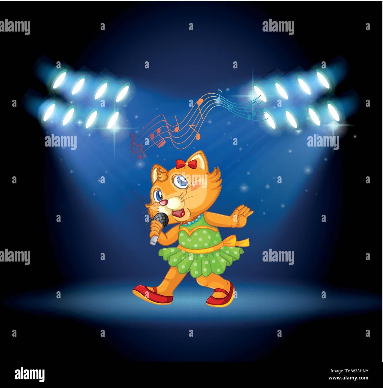 A cat singing on the stage illustration Stock Vector Image & Art - Alamy