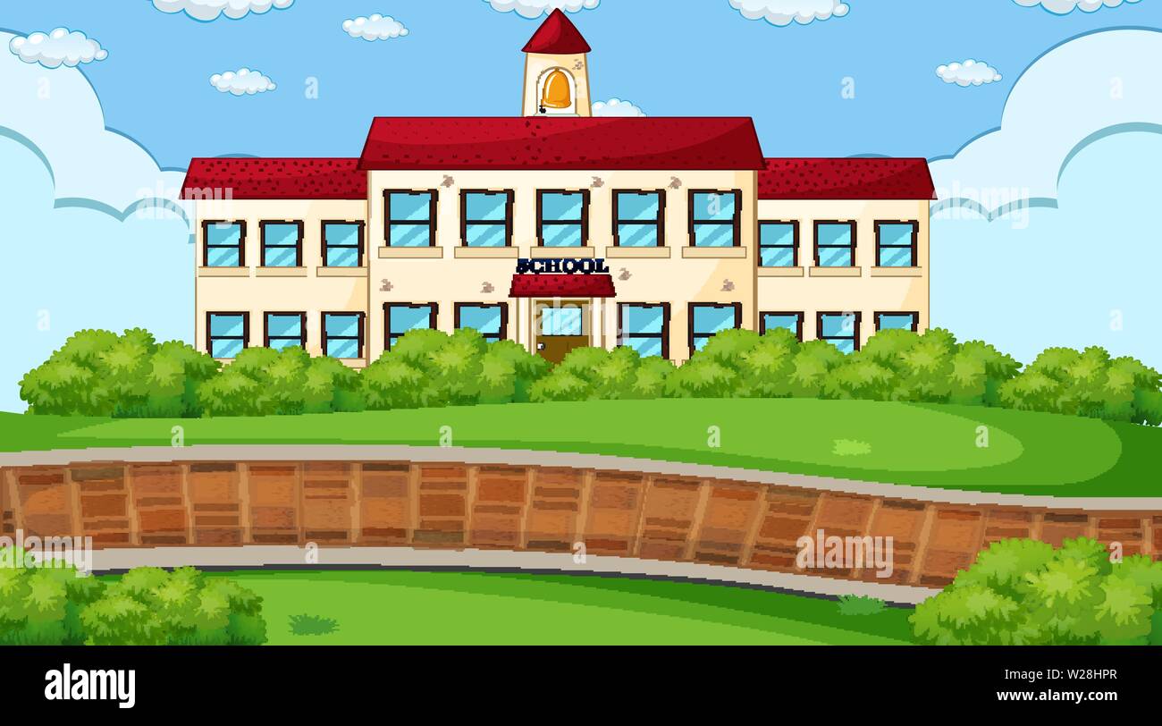 School outdoor background scene illustration Stock Vector Image & Art ...