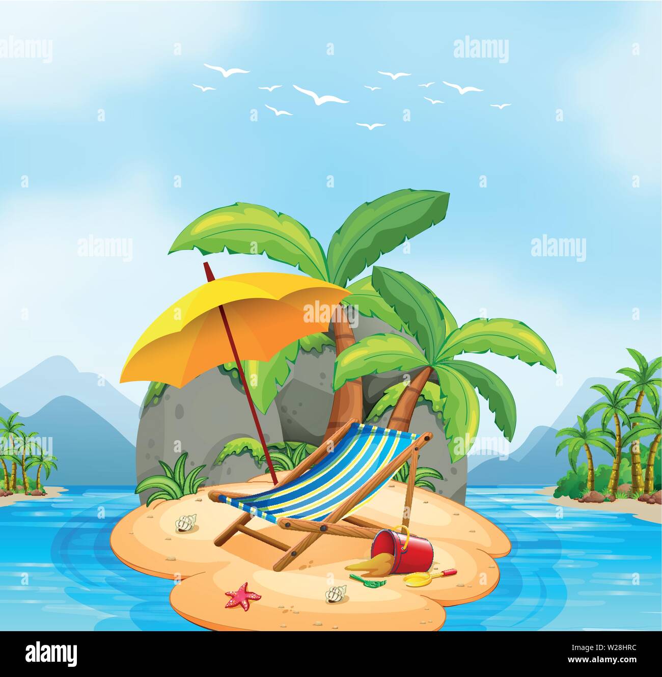 A summer beach island illustration Stock Vector Image & Art - Alamy