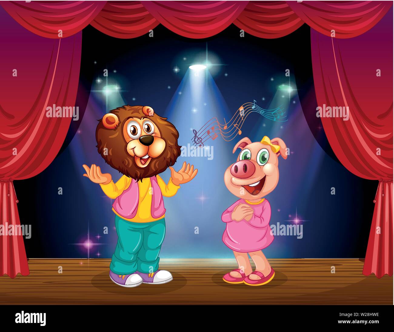 Animal perform on the stage illustration Stock Vector Image & Art - Alamy