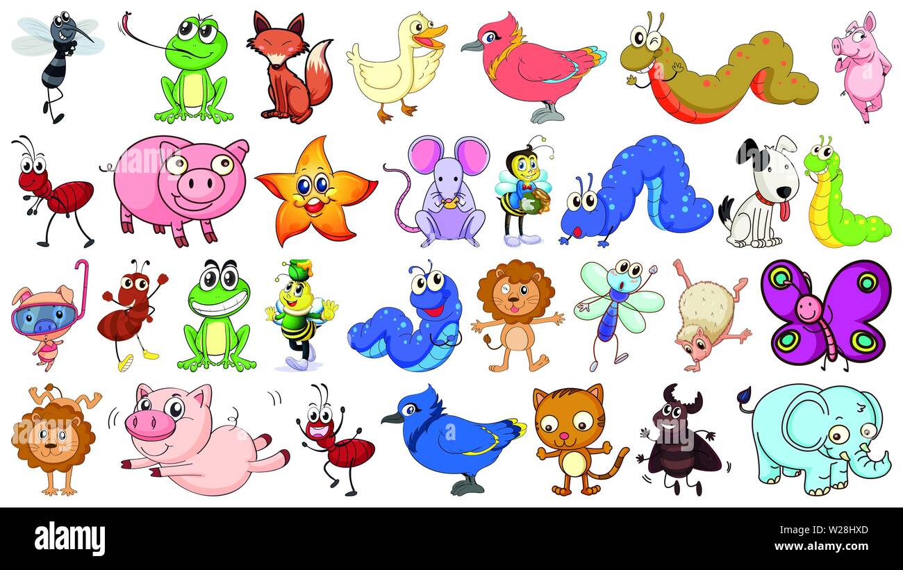 Set of simple animal character illustration Stock Vector Image & Art ...