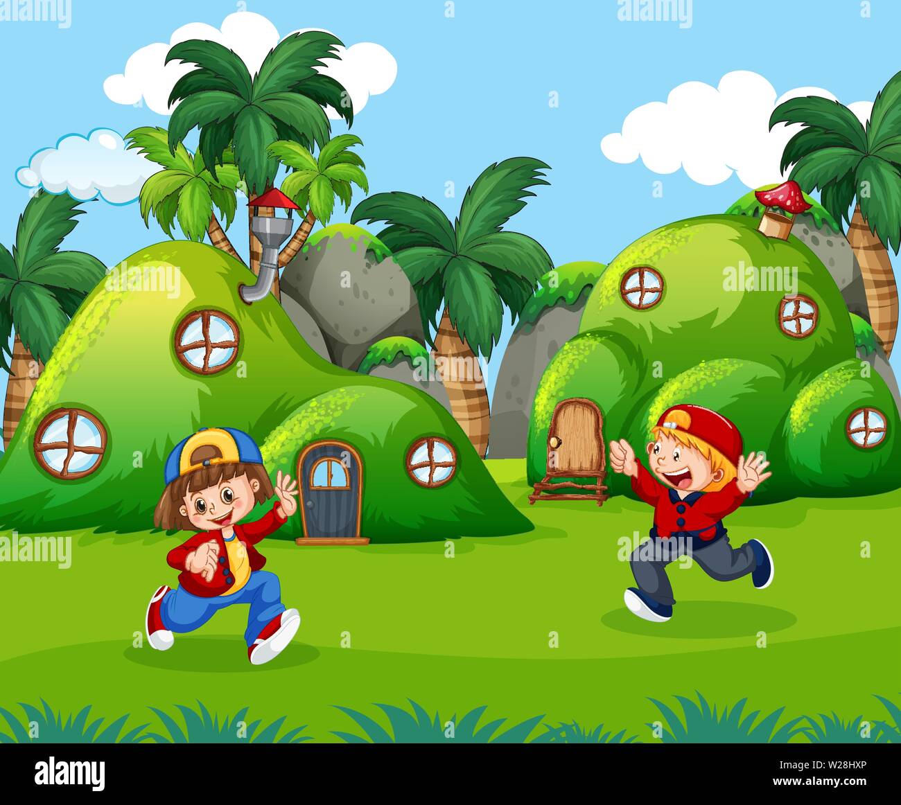 Children playing in fantasy land illustration Stock Vector Image & Art ...