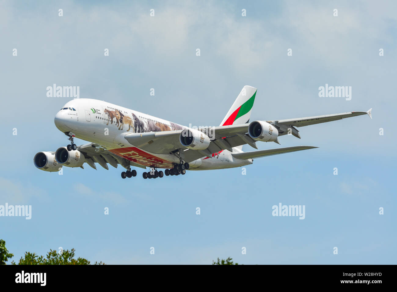 Singapore - Mar 26, 2019. A6-EEQ Emirates Airbus A380 (United for ...