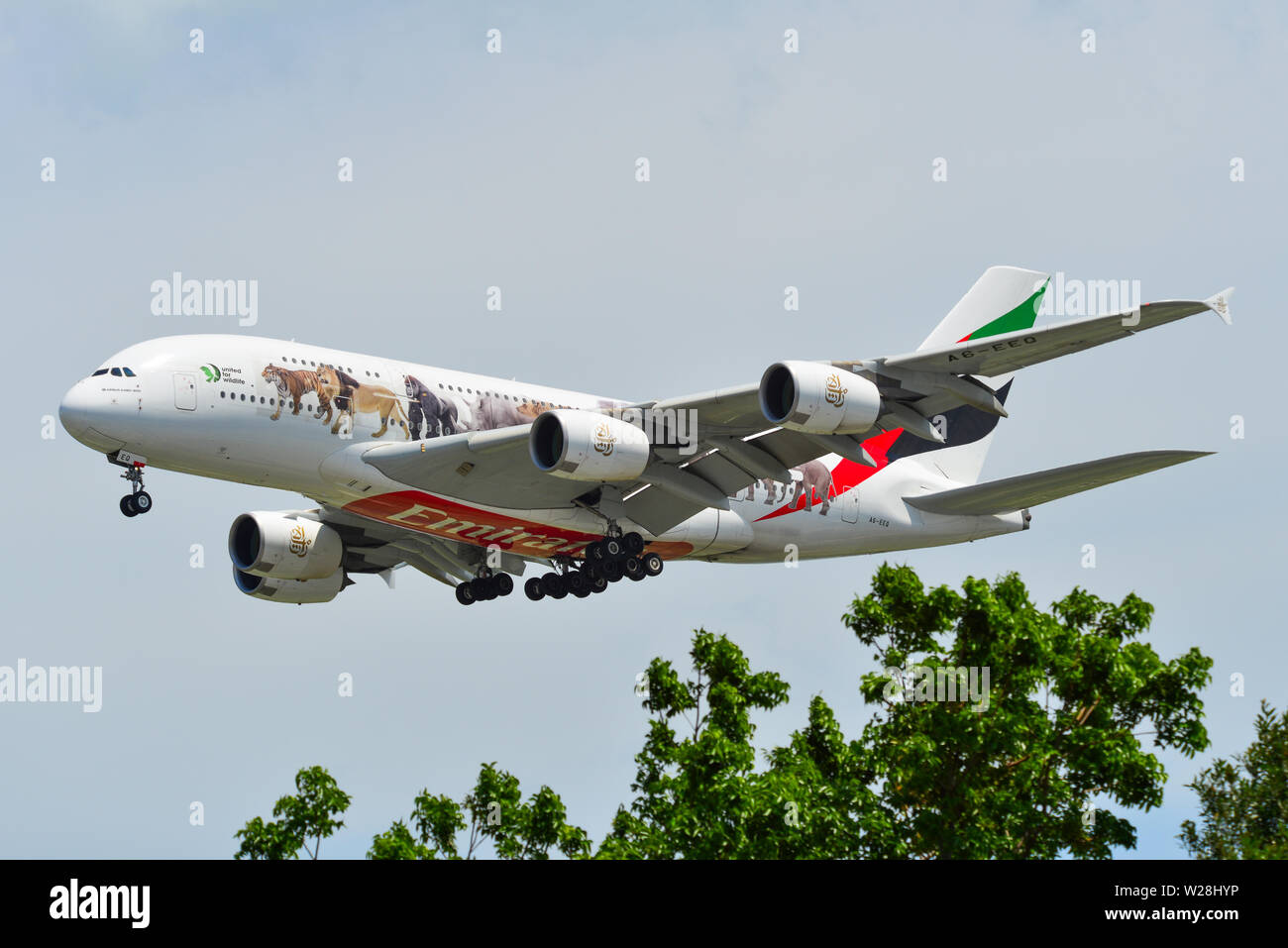 Singapore - Mar 26, 2019. A6-EEQ Emirates Airbus A380 (United for ...