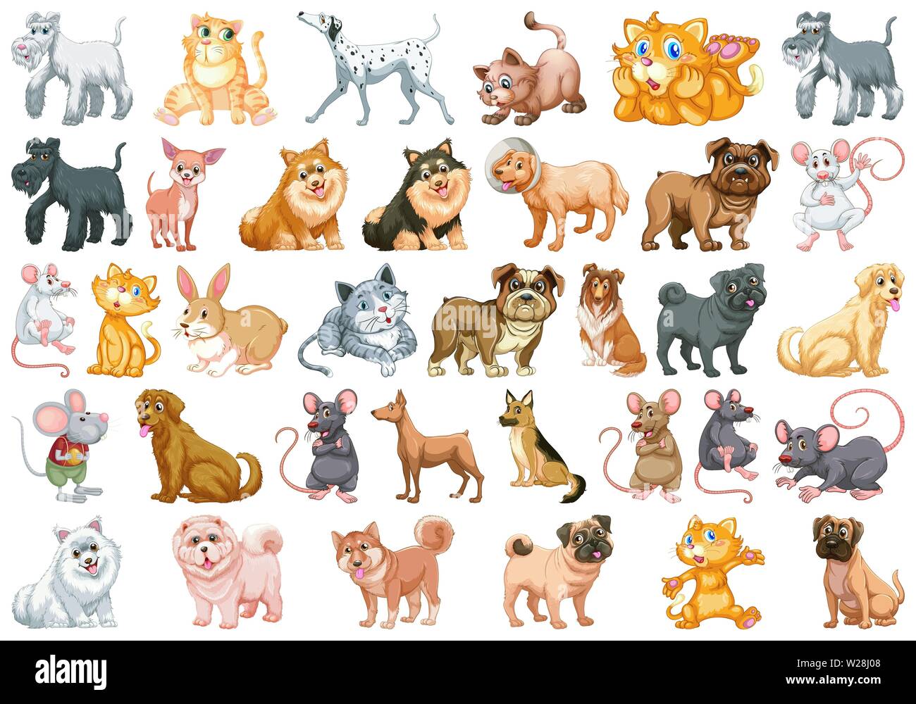 Set of different pets illustration Stock Vector Image & Art - Alamy