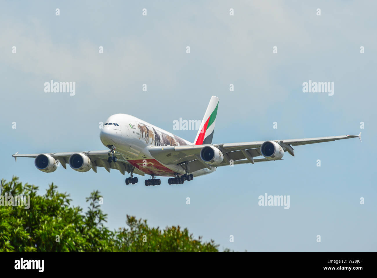 Singapore - Mar 26, 2019. A6-EEQ Emirates Airbus A380 (United for ...
