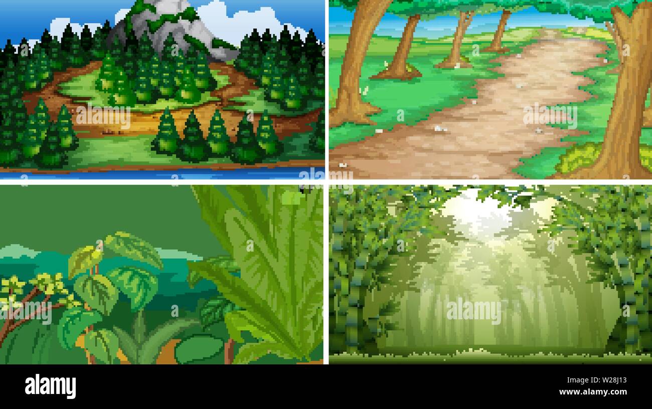 Set of wood scenes illustration Stock Vector Image & Art - Alamy