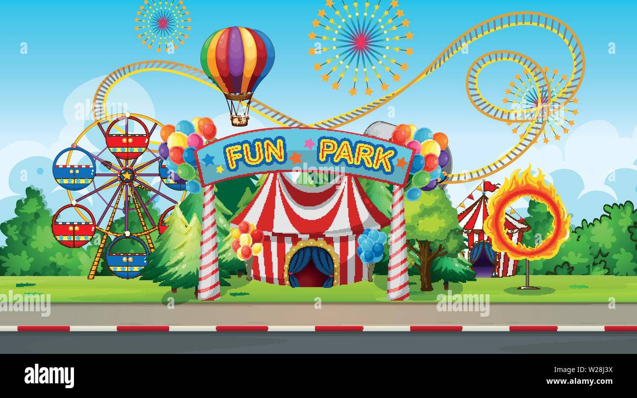 large fun park background illustration Stock Vector Image & Art - Alamy