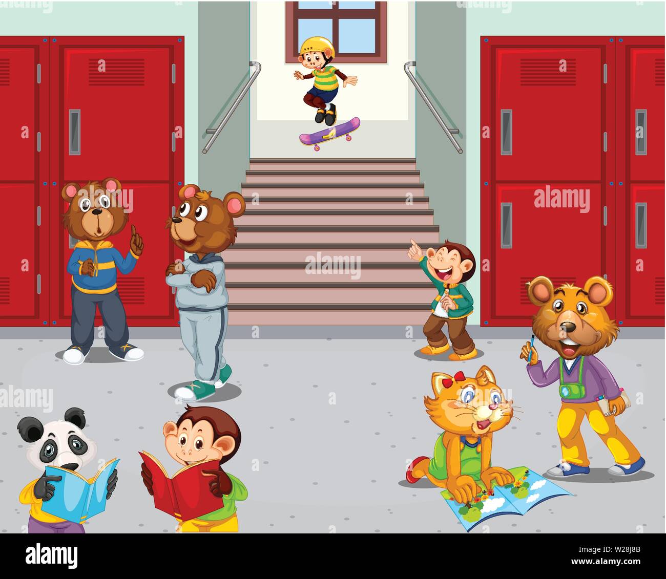 Animal student at school hallway illustration Stock Vector Image & Art ...