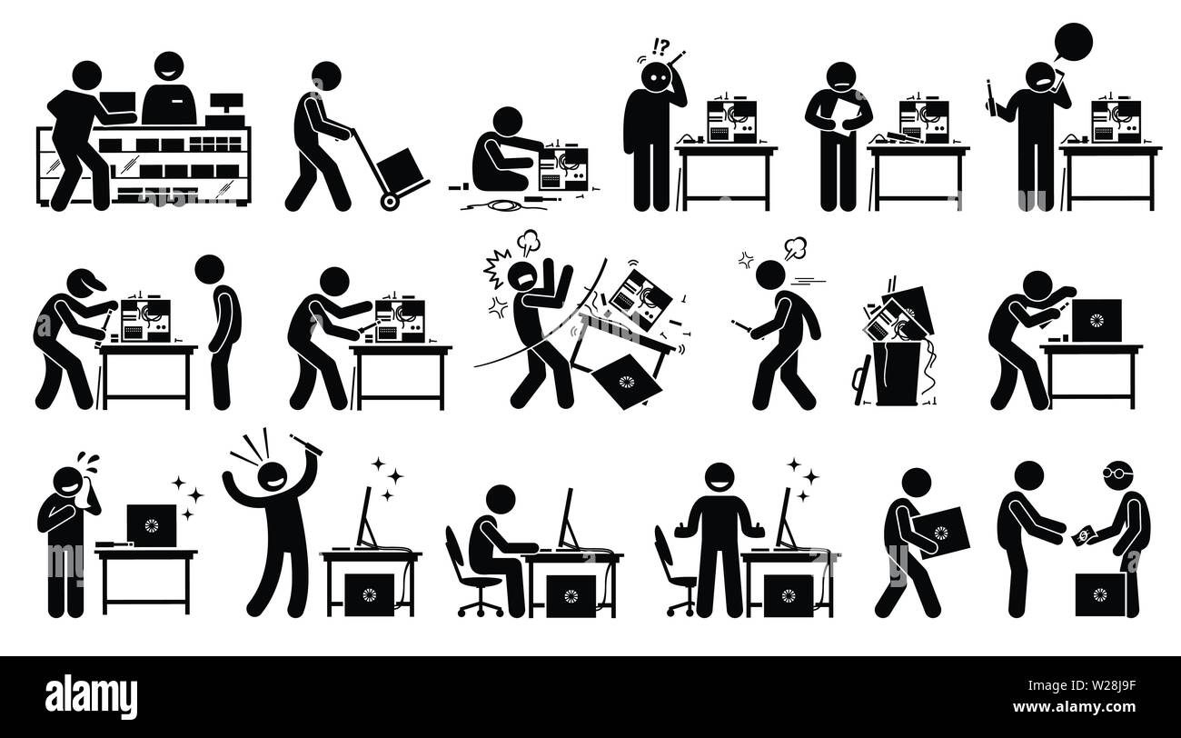 Man fixing, repairing, setup, and assembling a new PC by custom build ...