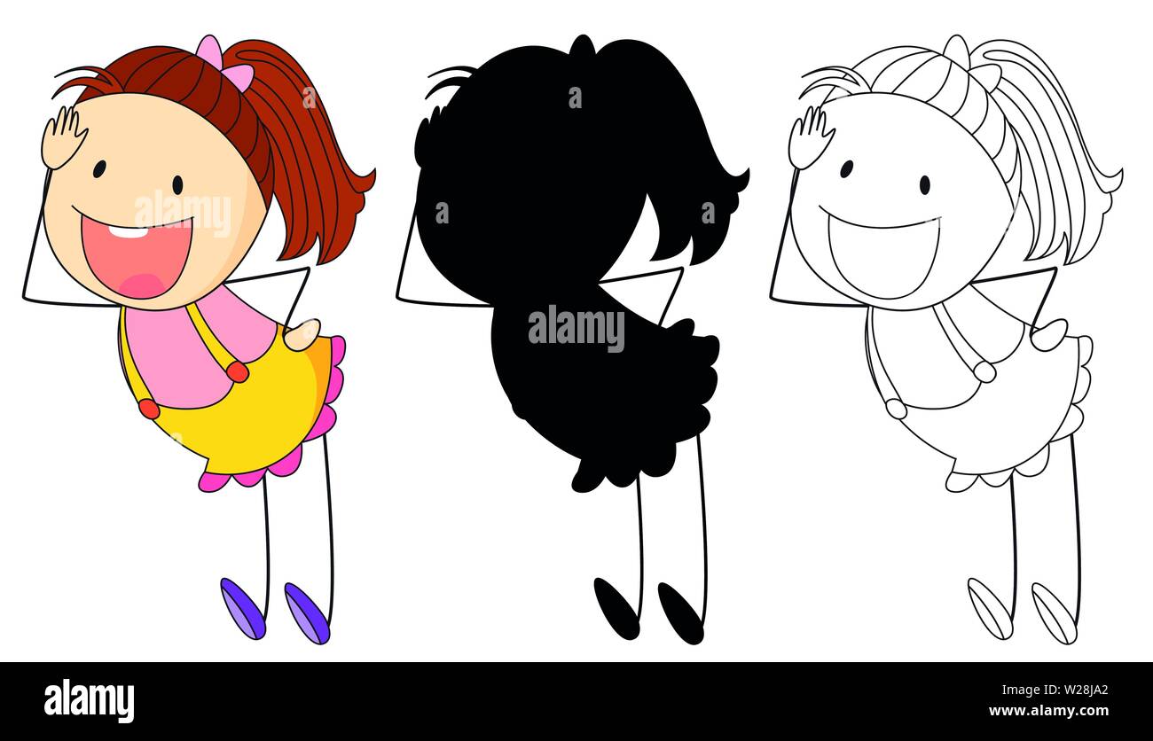 Set of doodle girl character illustration Stock Vector Image & Art - Alamy