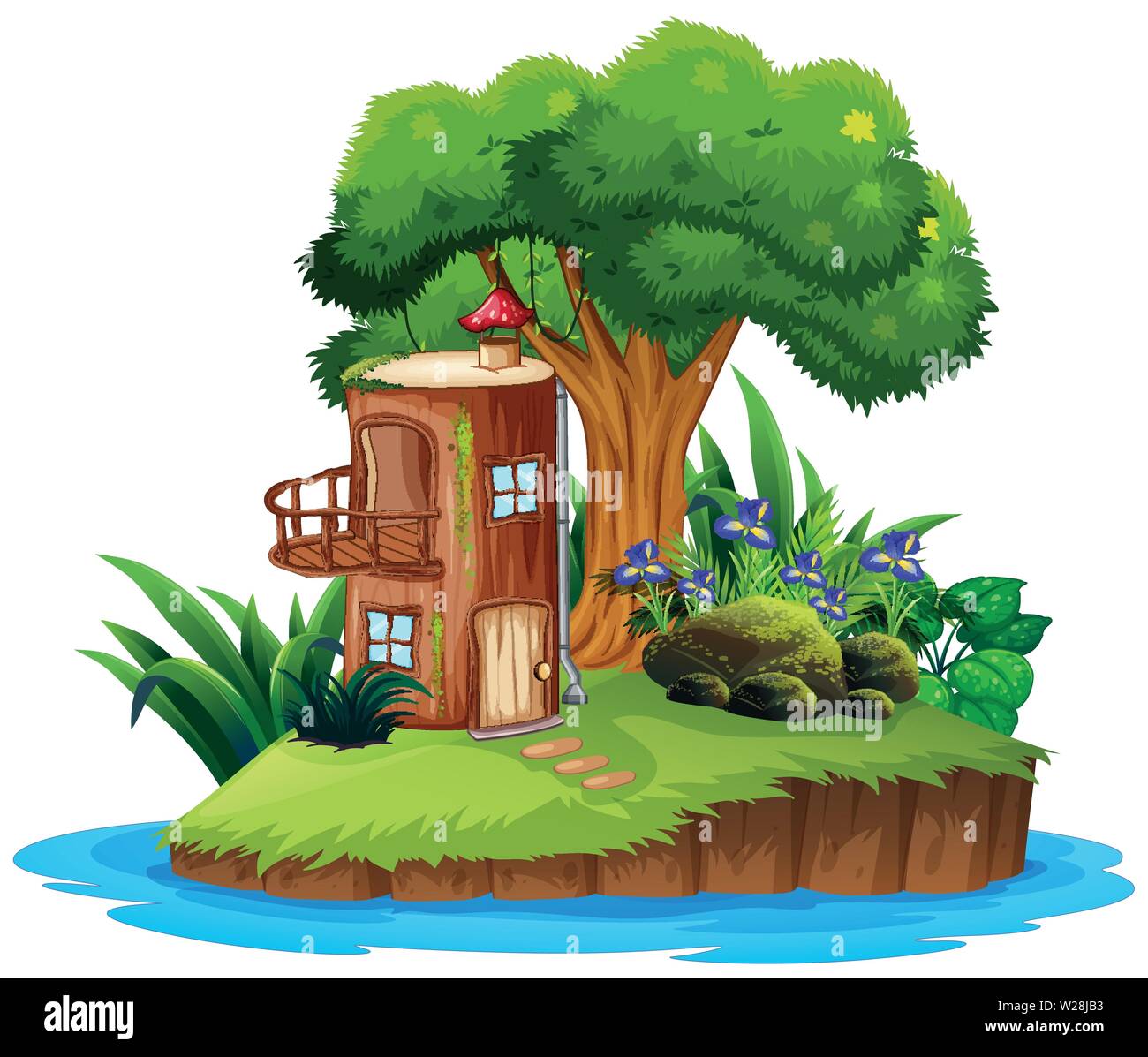 Island with tree house illustration Stock Vector Image & Art - Alamy