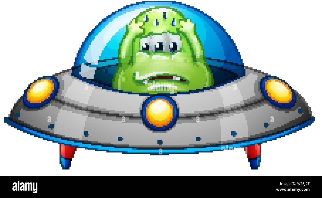 Alien in ufo scene illustration Stock Vector Image & Art - Alamy