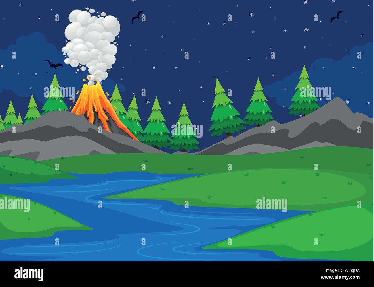 A simple volcano scene illustration Stock Vector Image & Art - Alamy
