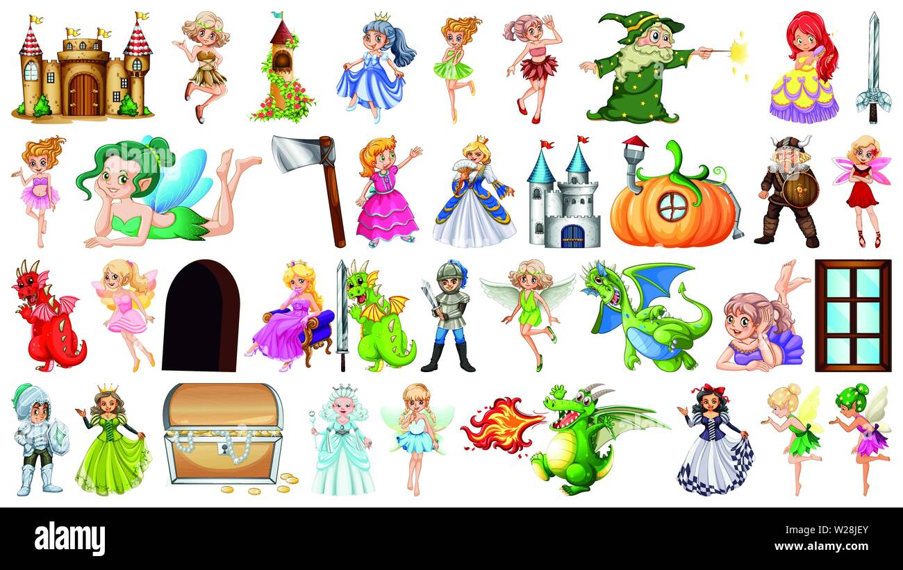 Large themed fantasy set illustration Stock Vector Image & Art - Alamy