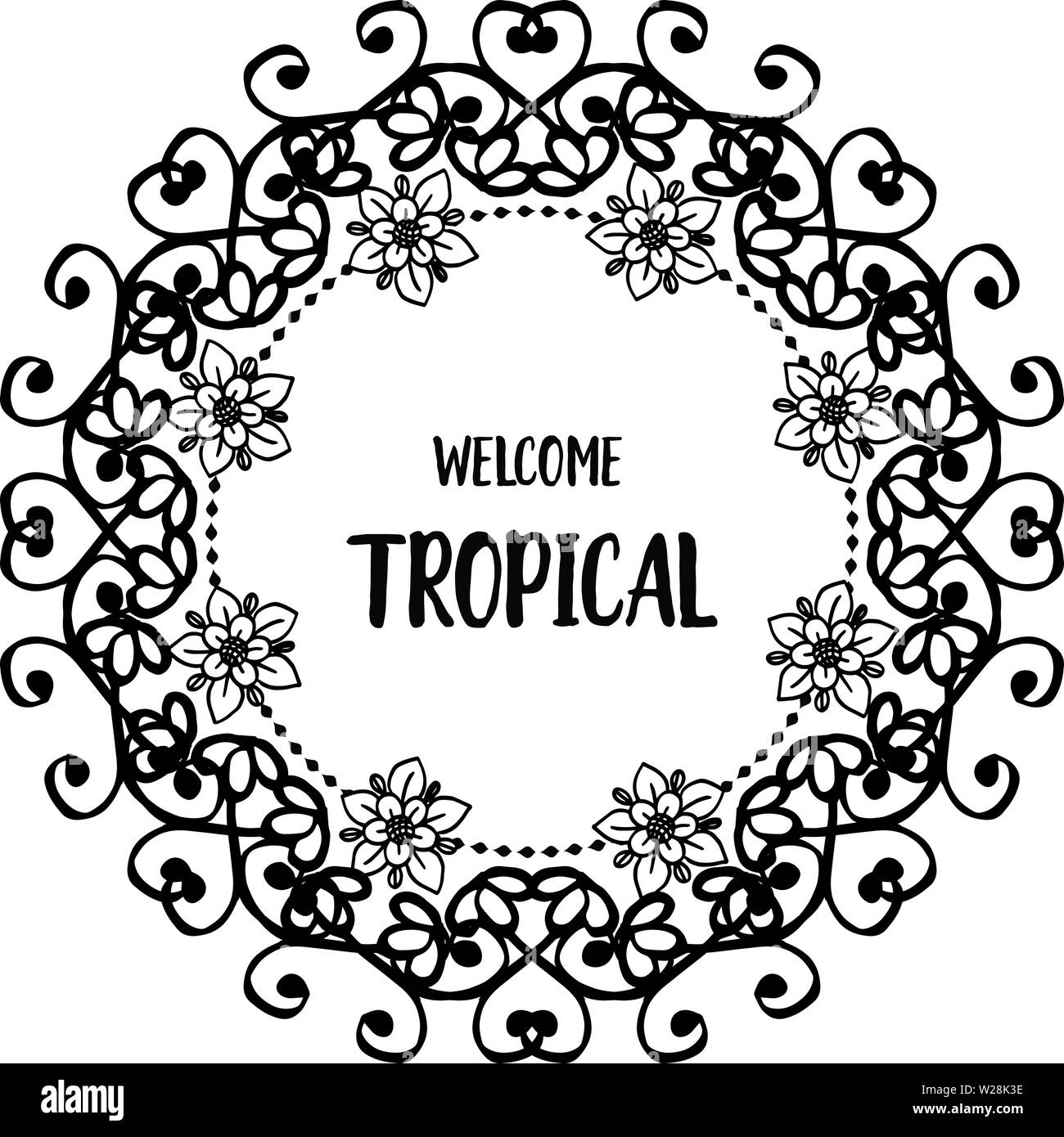 Vector illustration lettering welcome tropical for design poster of ...