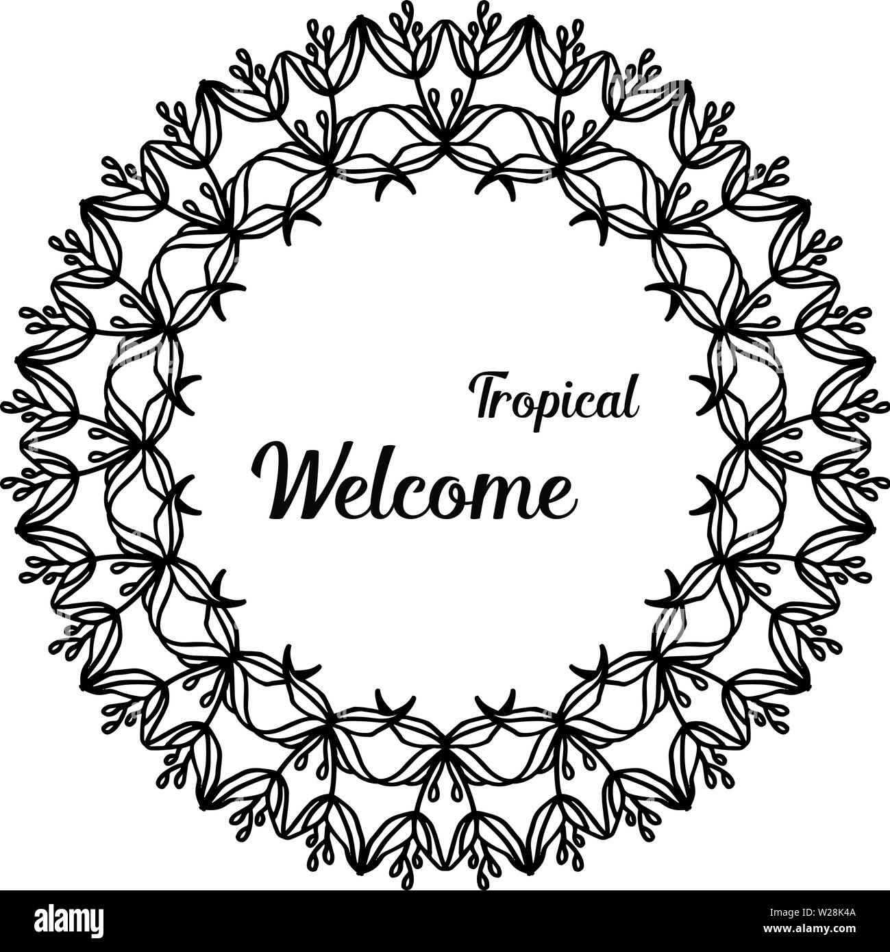 Vector illustration lettering welcome tropical for design poster of ...