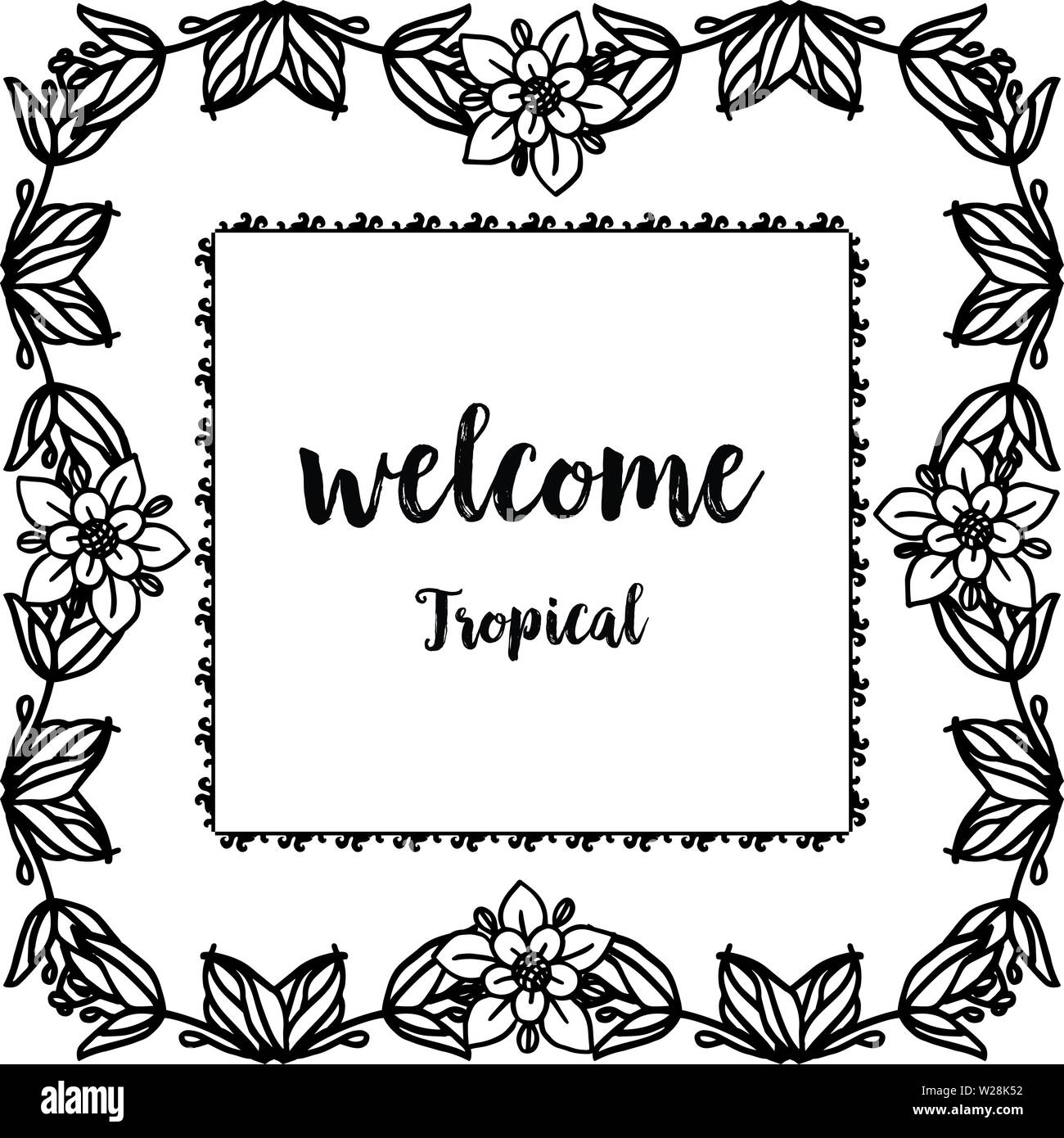 Vector illustration lettering welcome tropical for design poster of ...