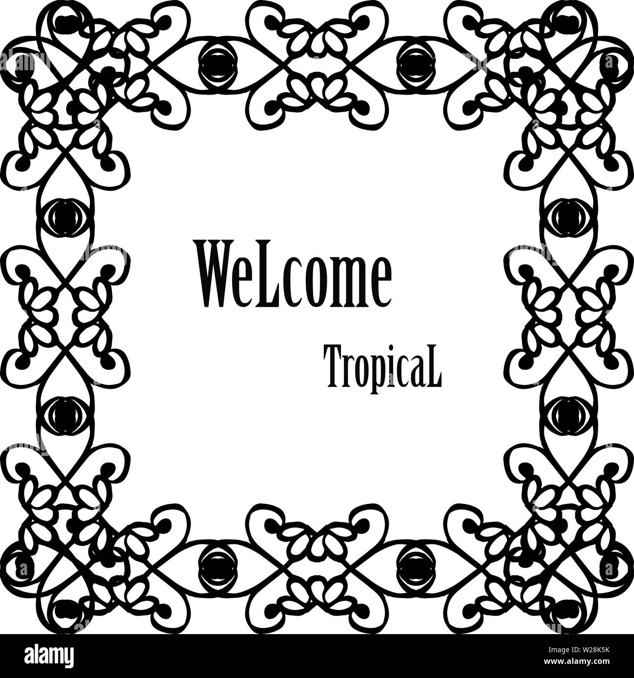 Vector illustration design card of welcome tropical with various ...