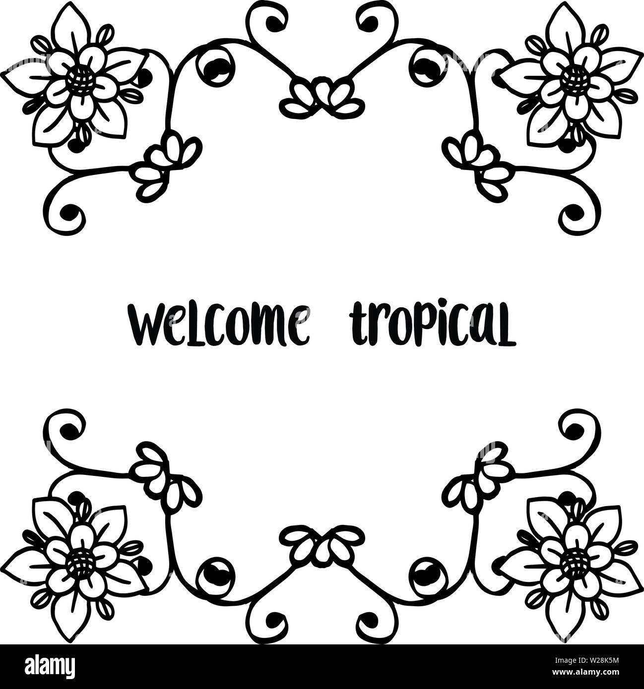 Vector illustration design card of welcome tropical with various ...