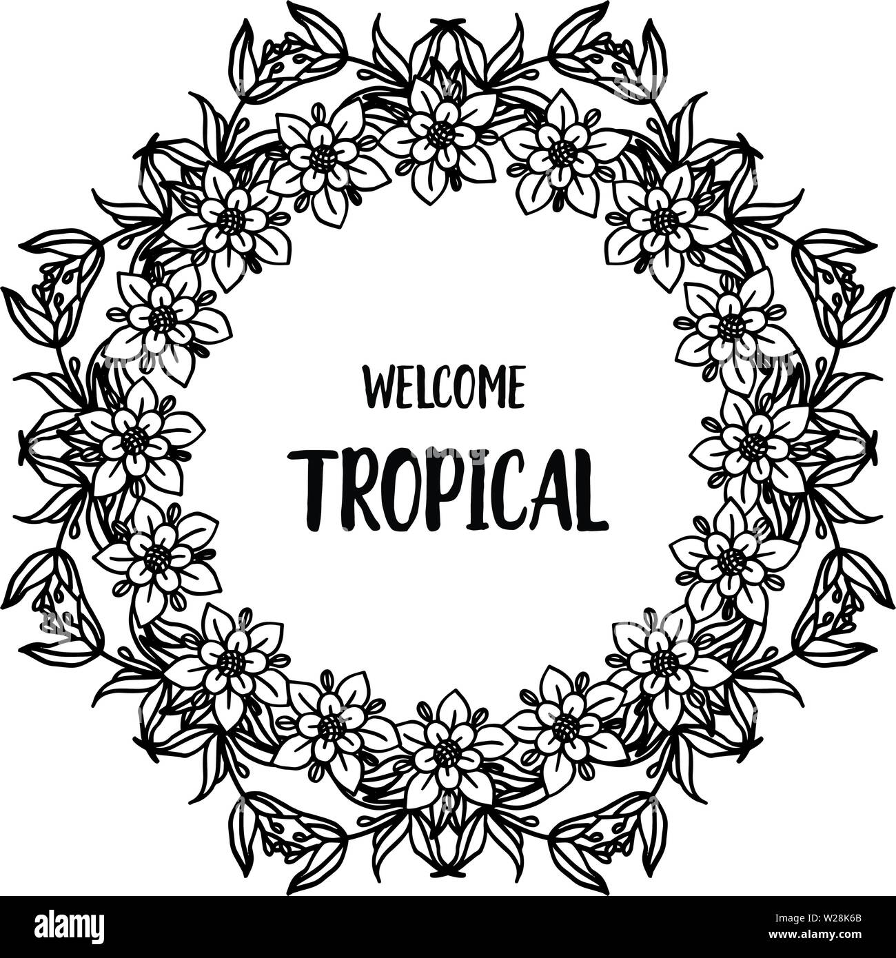 Vector illustration design card of welcome tropical with various ...