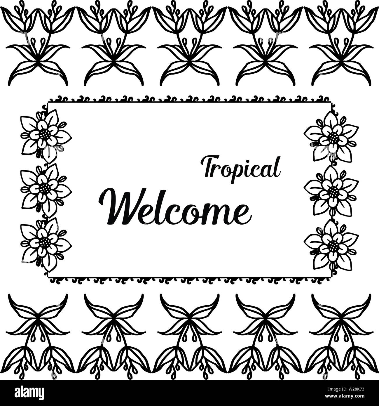 Vector illustration design card of welcome tropical with various ...