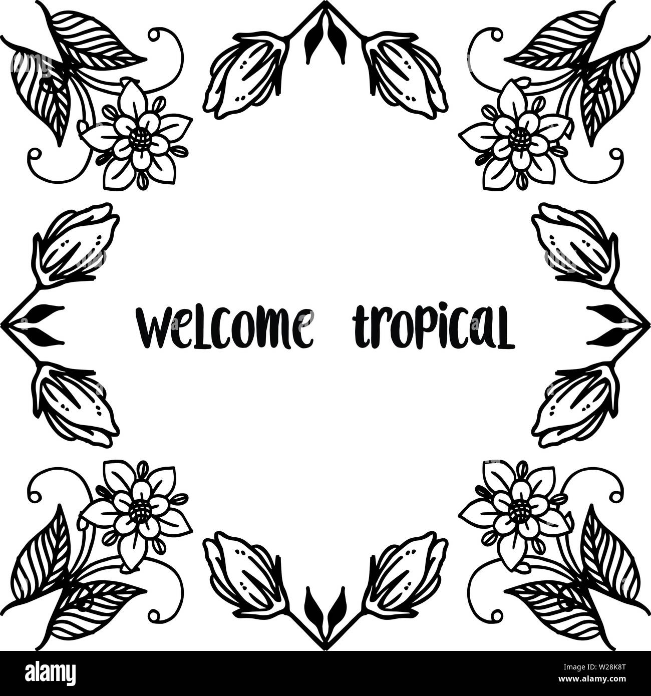 Vector illustration ornament flower frame for various lettering welcome ...