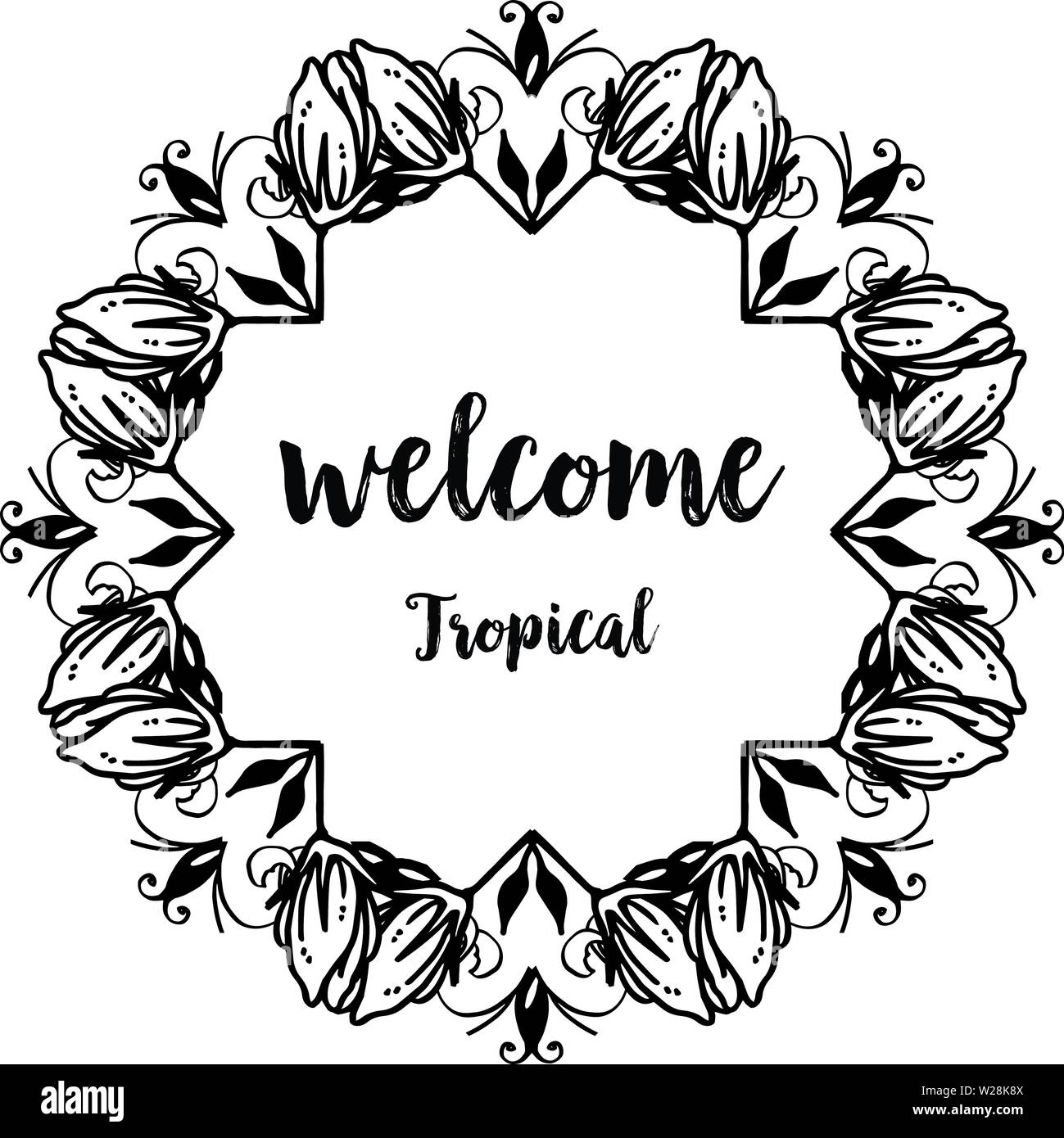 Vector illustration ornament flower frame for various lettering welcome ...