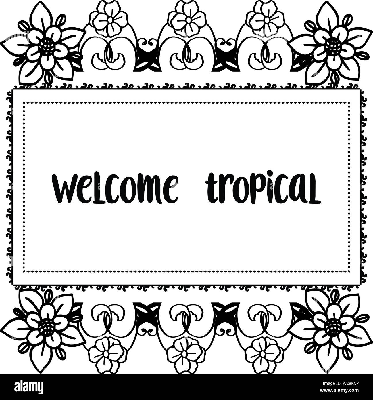 Vector illustration invitation card welcome tropical with various ...