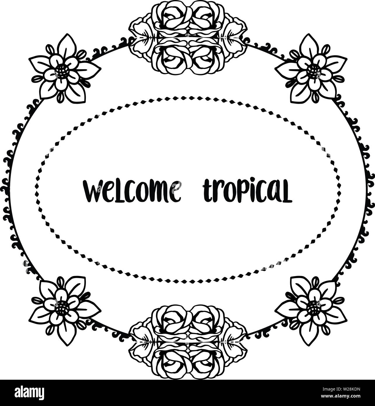 Vector illustration invitation card welcome tropical with various ...