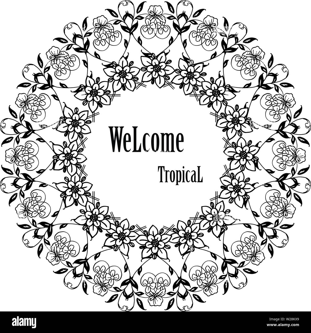 Vector illustration ornament flower frame for shape of card wellcome ...