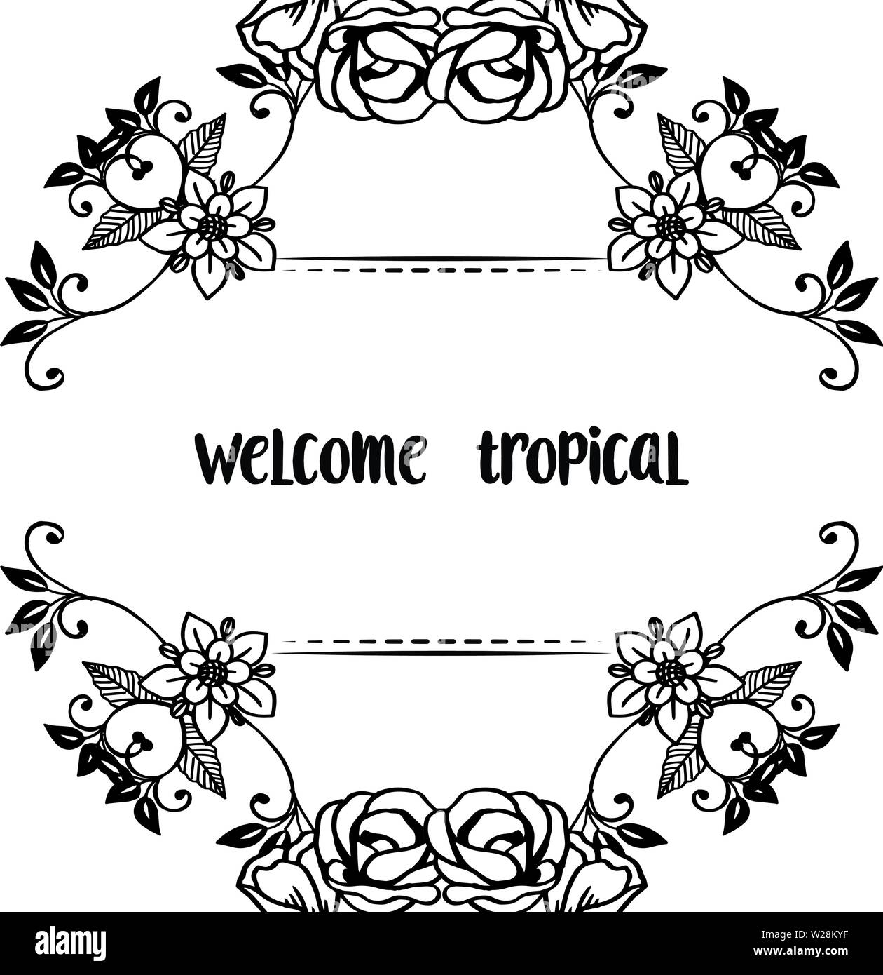 Vector illustration ornament flower frame for shape of card wellcome ...