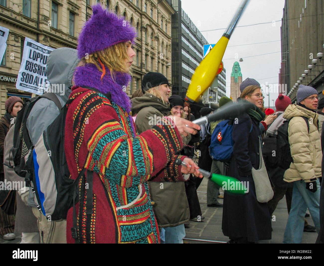 Helsinki, Finland - March 22, 2003: Anti-war protesters march through ...