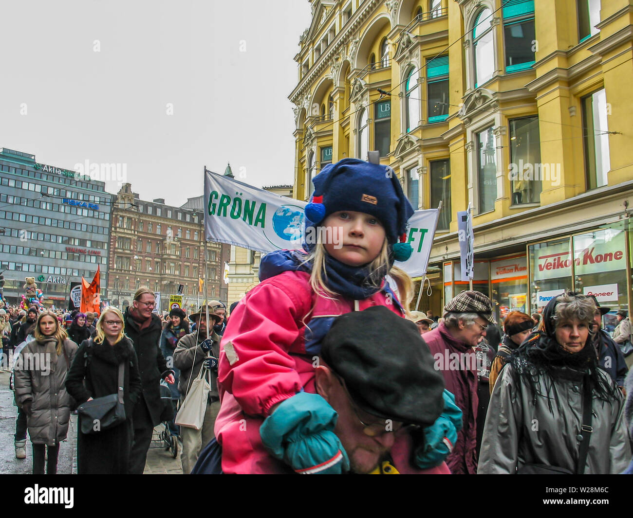 Helsinki, Finland - March 22, 2003: Anti-war protesters march through ...
