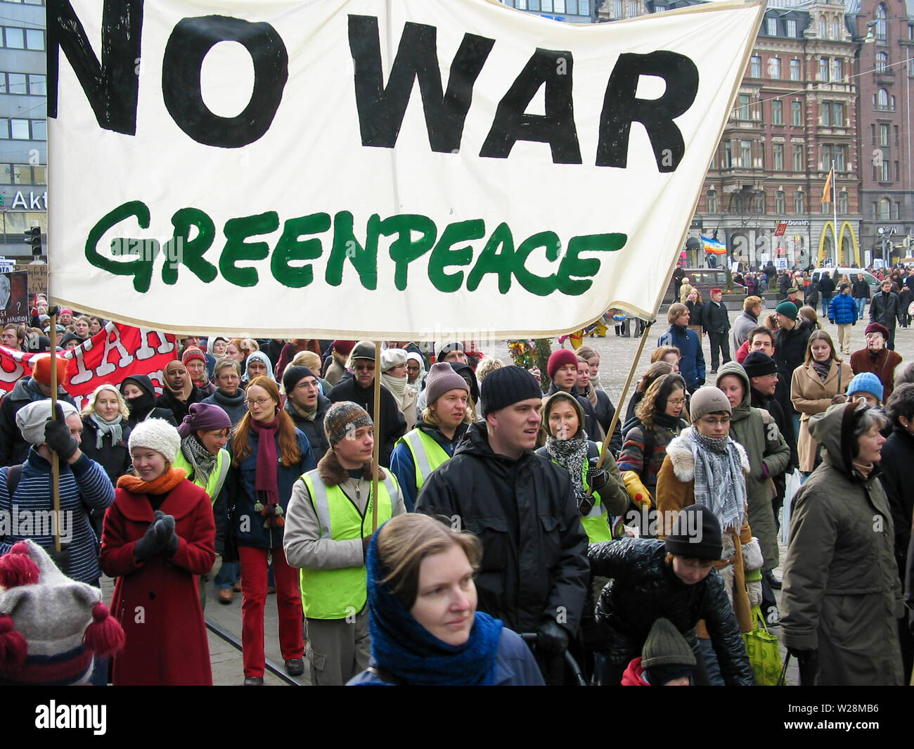 Children with anti war banners hi-res stock photography and images - Alamy