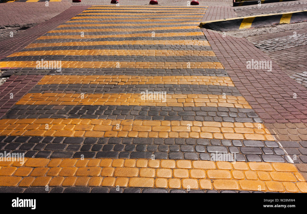 Black Yellow Crosswalk Pedestrian Crossing Stock Photo - Alamy
